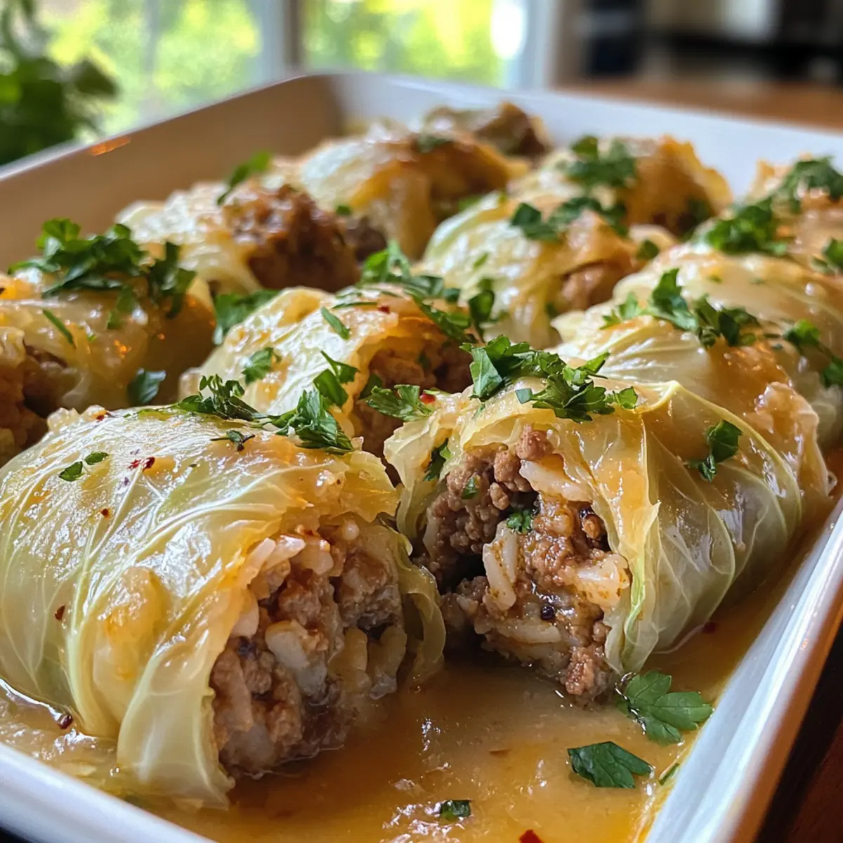 Delicious Stuffed Cabbage Rolls with Zesty Egg-Lemon Sauce