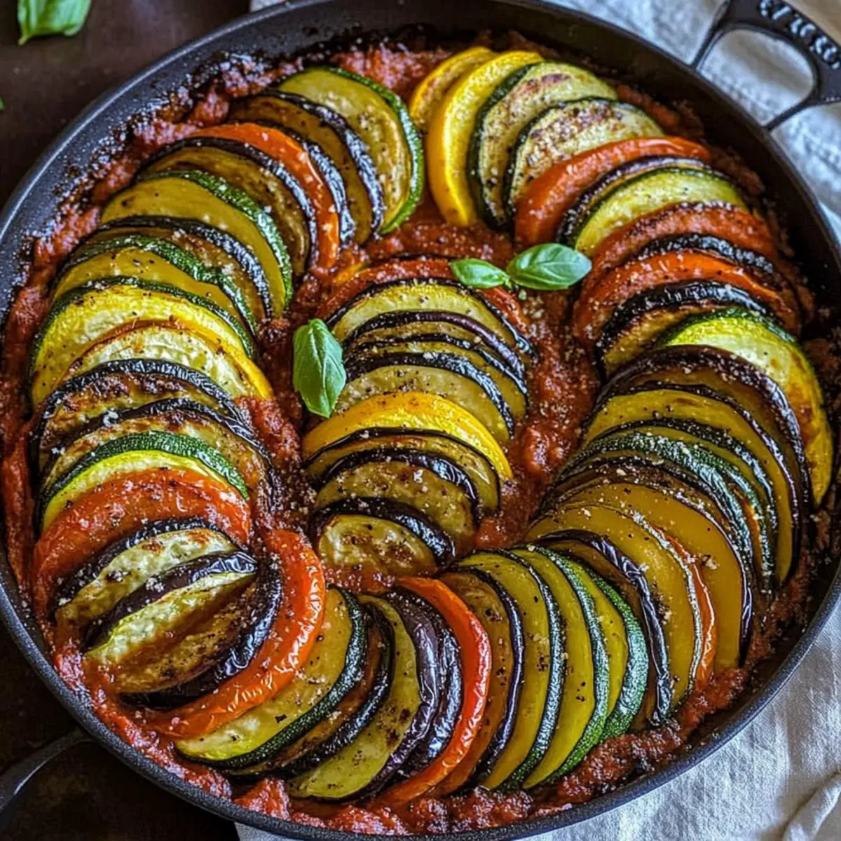 Irresistible Baked Ratatouille with Garlicky Tomato Sauce