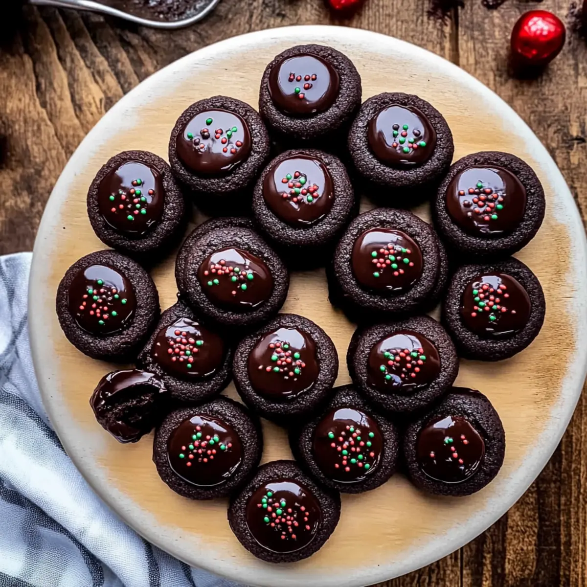 Chewy Chocolate Thumbprint Cookies with Velvety Ganache