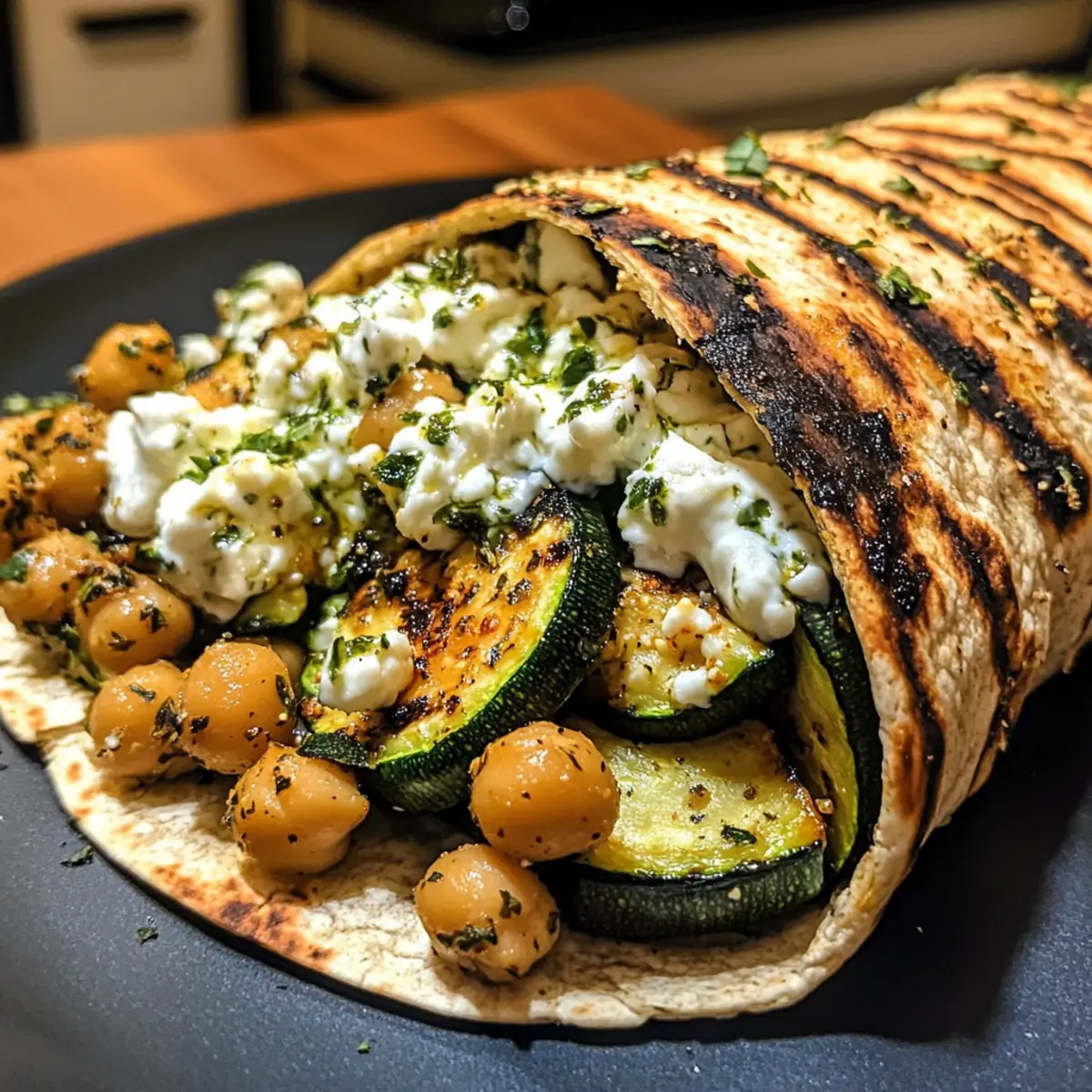Irresistible Grilled Zucchini Feta Chickpea Wrap Recipe